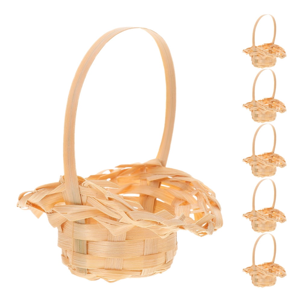 WHAMVOX 6pcs Mini Woven Baskets Wicker Candy Baskets with Handles Straw ...
