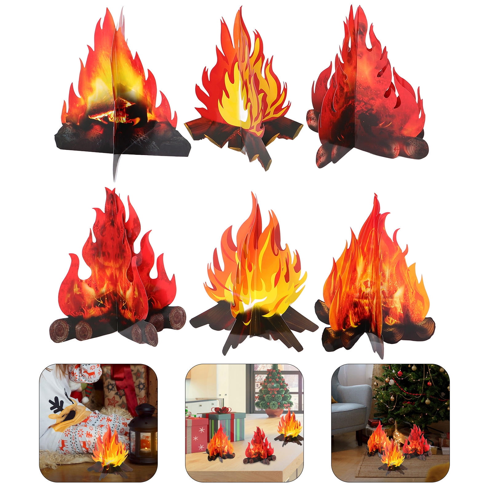 WHAMVOX 6pcs Miniature Campfire Dollhouse Fire Ornament Fake Bonfire ...