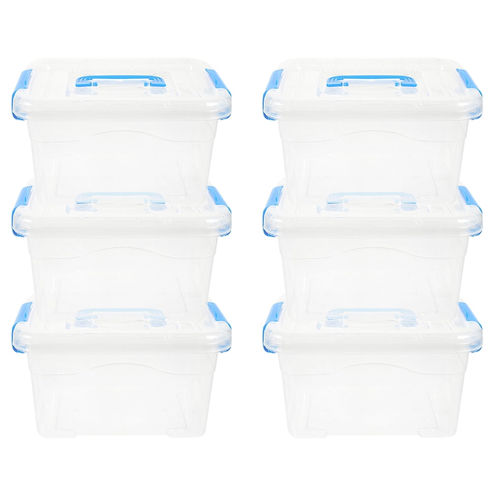 WHAMVOX 6pcs Plastic Storage Boxes with Lids Plastic Container Box Desk ...