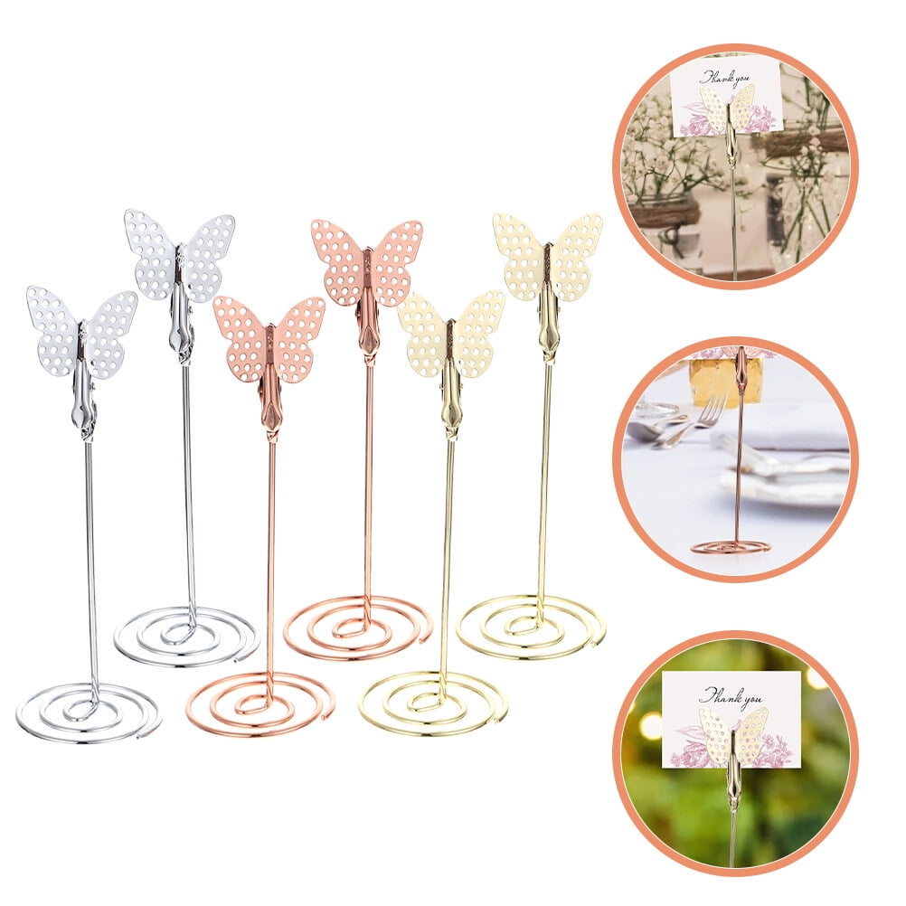 WHAMVOX 6Pcs Iron Table Picture Stands Butterfly Shape for Rehearsal ...