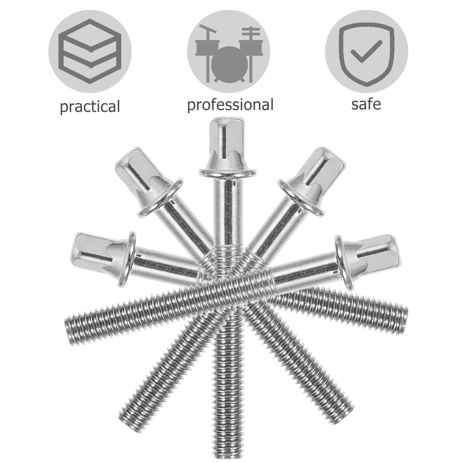 WHAMVOX 6pcs Tension Rods Screw Drum Set Parts Drum Mounting Screws ...
