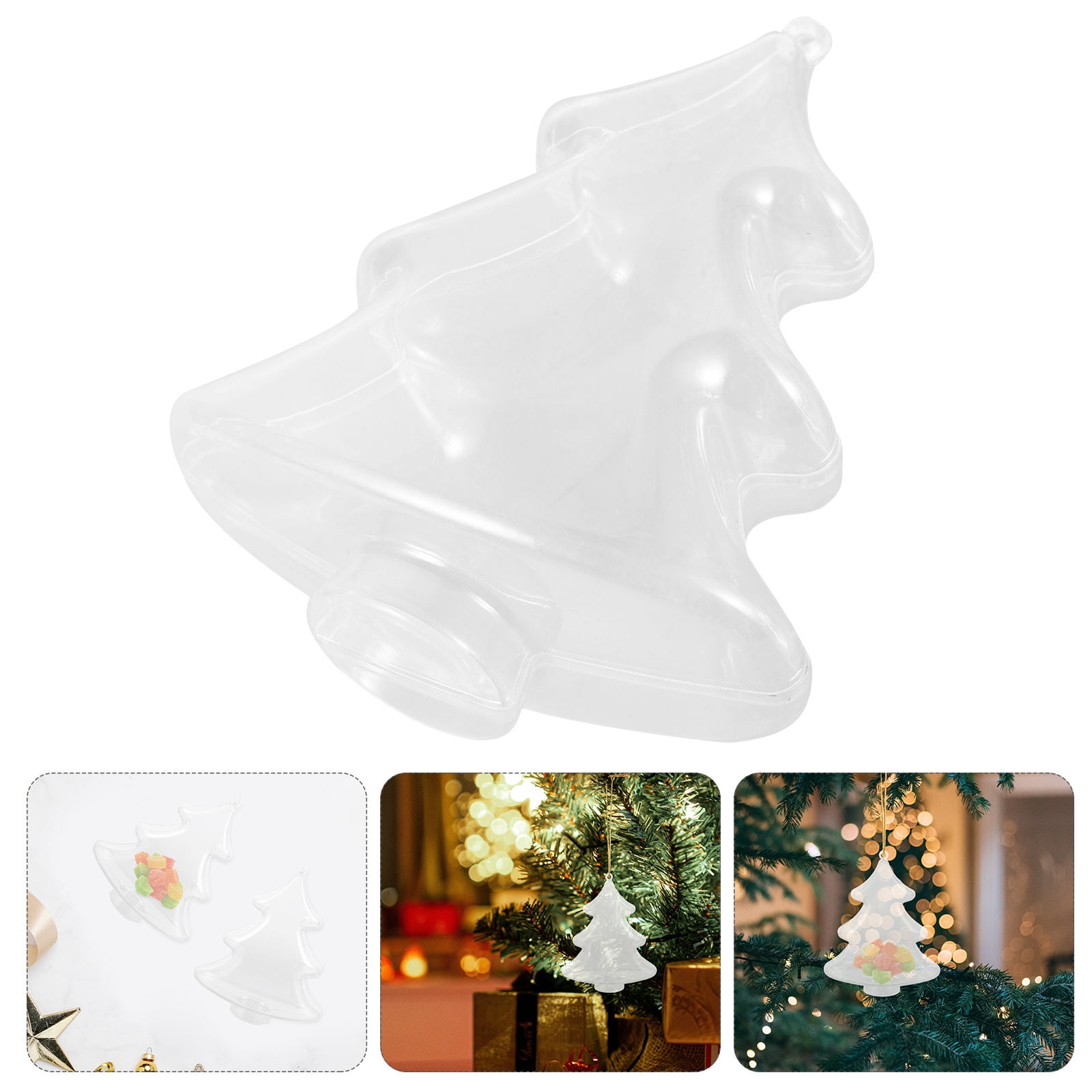 WHAMVOX 6pcs Transparent Christmas Tree Candy Jars small gift container ...