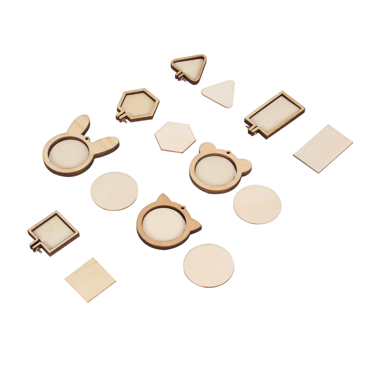 WHAMVOX 7pcs Mini Animal Shaped Wooden Hoops for Embroidery Craft ...