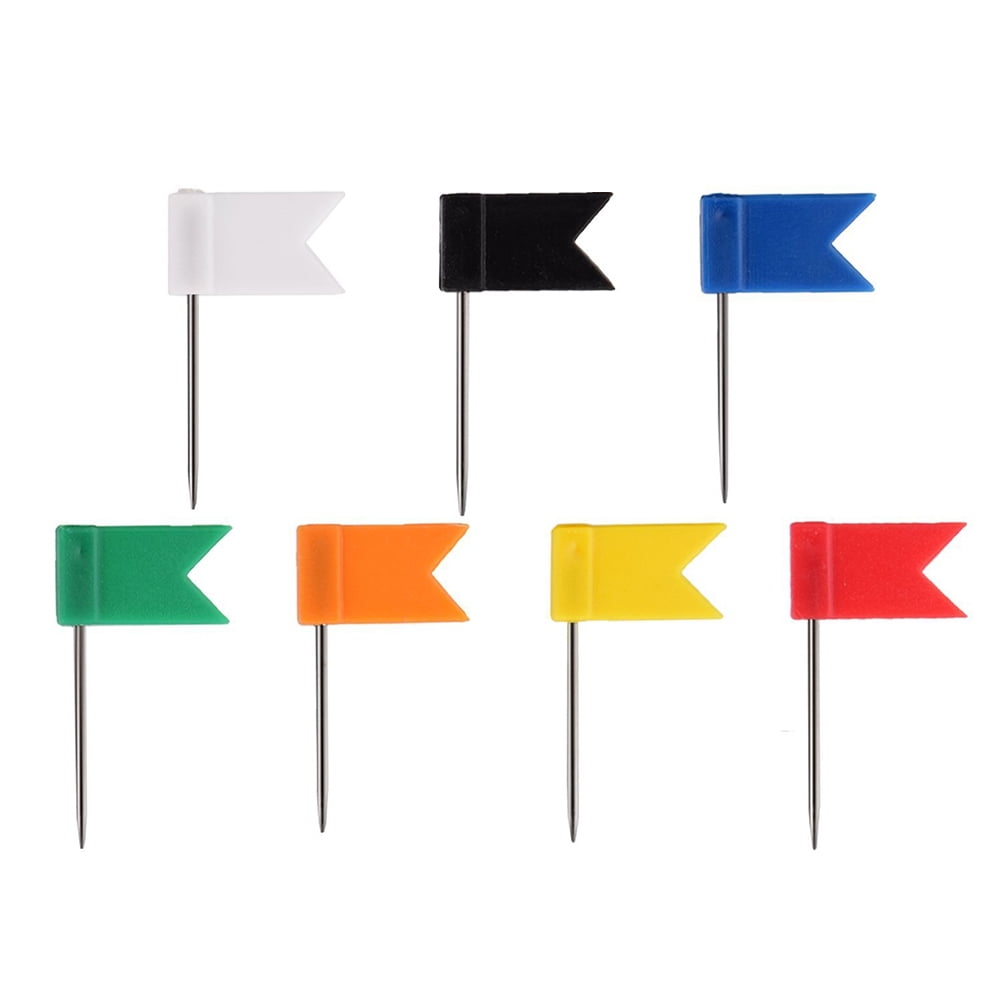 WHAMVOX 8 Boxes/Total 160pcs Colorful Map Flag Tacks with Plastic Flags ...