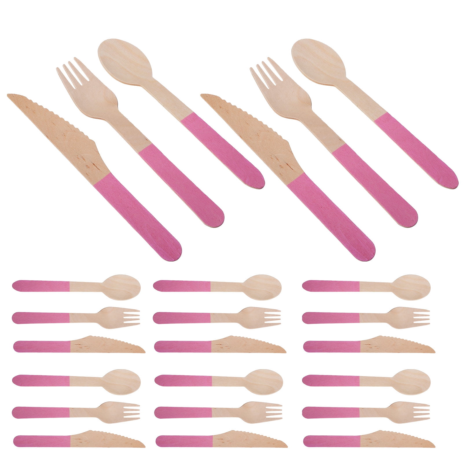 WHAMVOX 8 Sets Pink Wooden Cooking Utensils Set for Family Travel ...