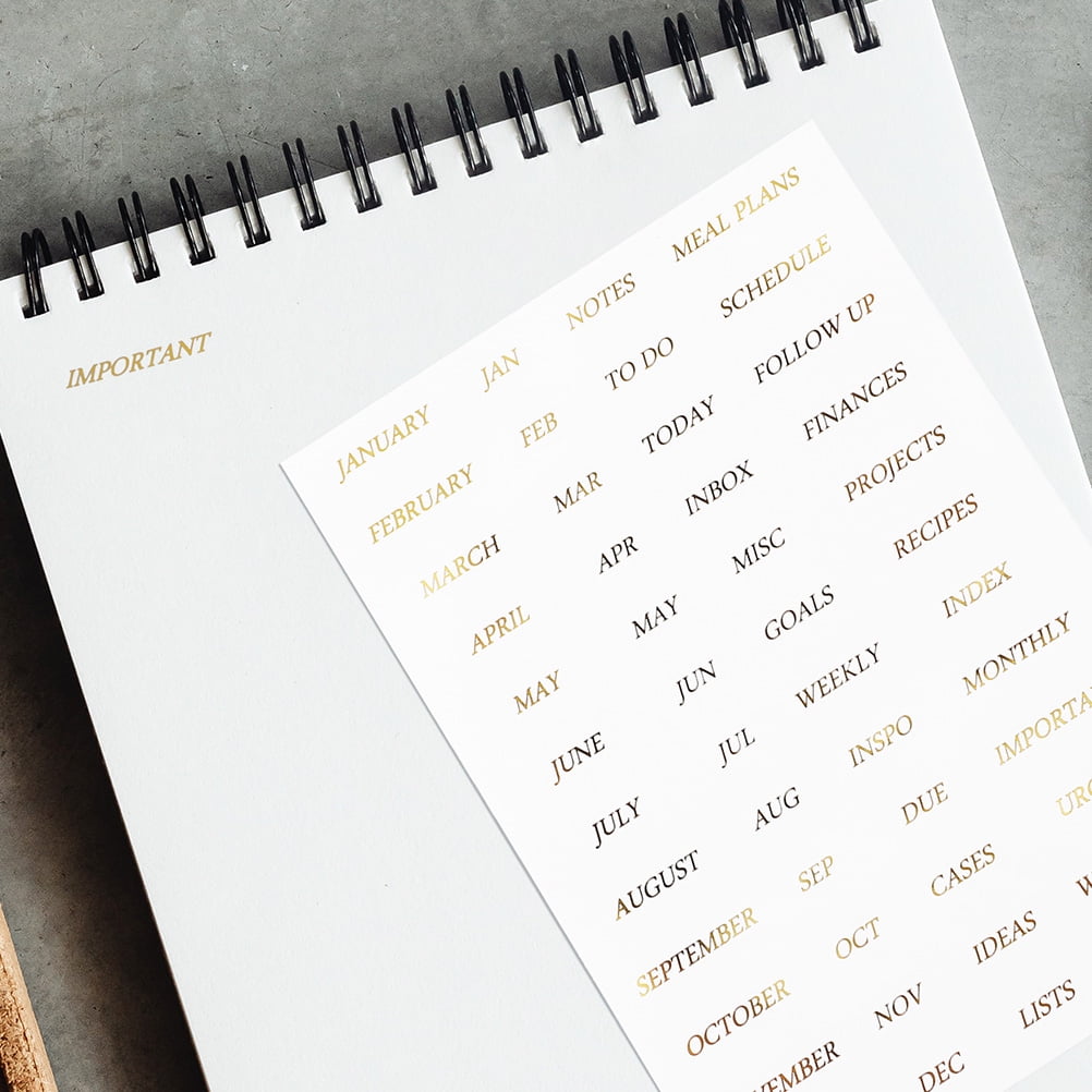 WHAMVOX 8 Sheets Scrapbook English Sticker Month Plan Stickers Monthly ...