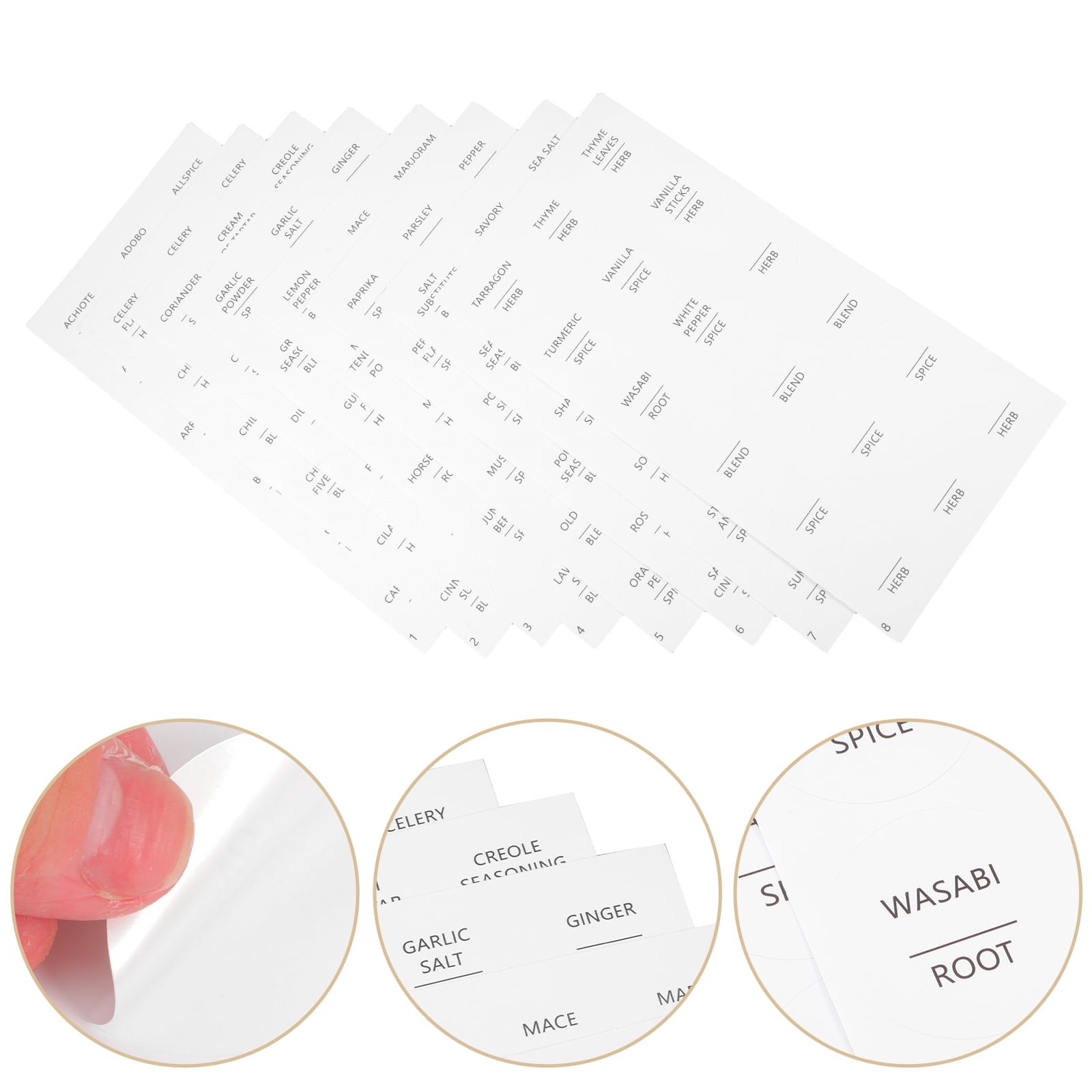 WHAMVOX 8 Sheets Spice Jar Labels Preprinted Minimalist Stickers White ...