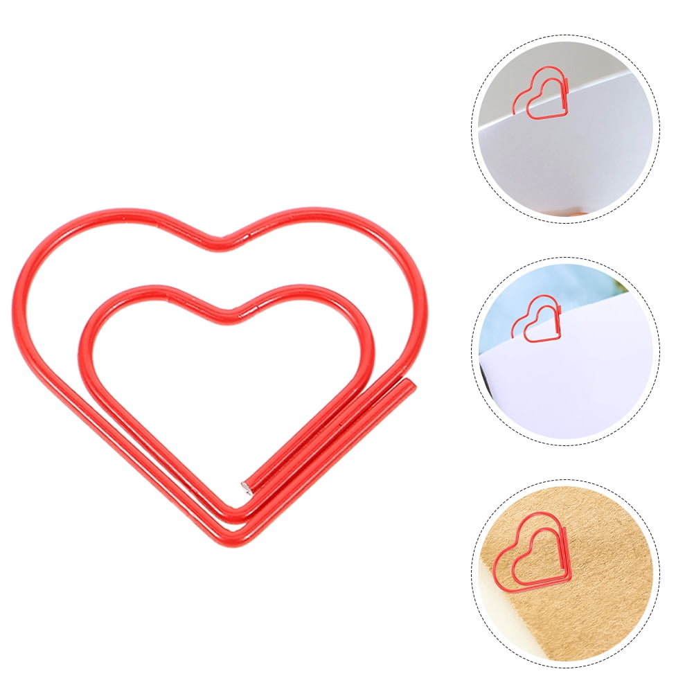 WHAMVOX 80pcs Cute Heart Shaped Paper Clips Small Paperclip Decorative ...