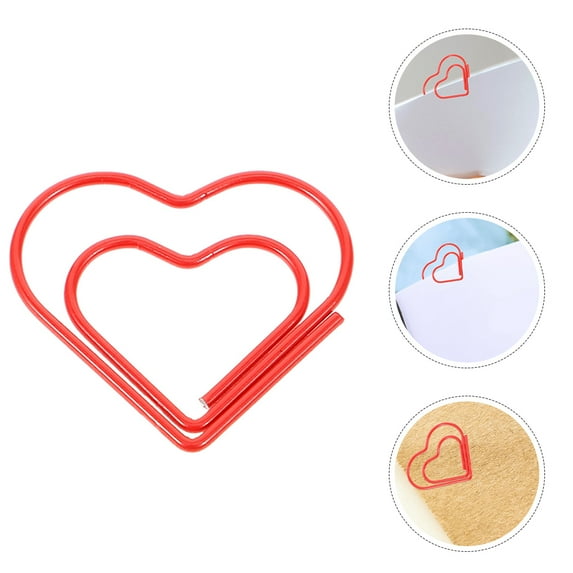 WHAMVOX 80pcs Cute Heart Shaped Paper Clips Small Paperclip Decorative ...