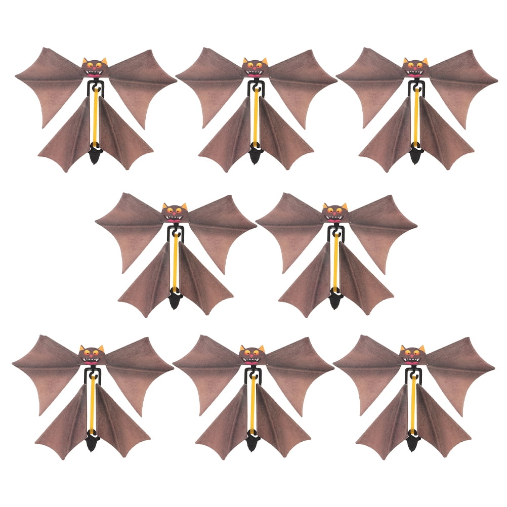 WHAMVOX 8pcs Flying Bat Clockwork Fake Bat Rubber Band Powered Bat ...