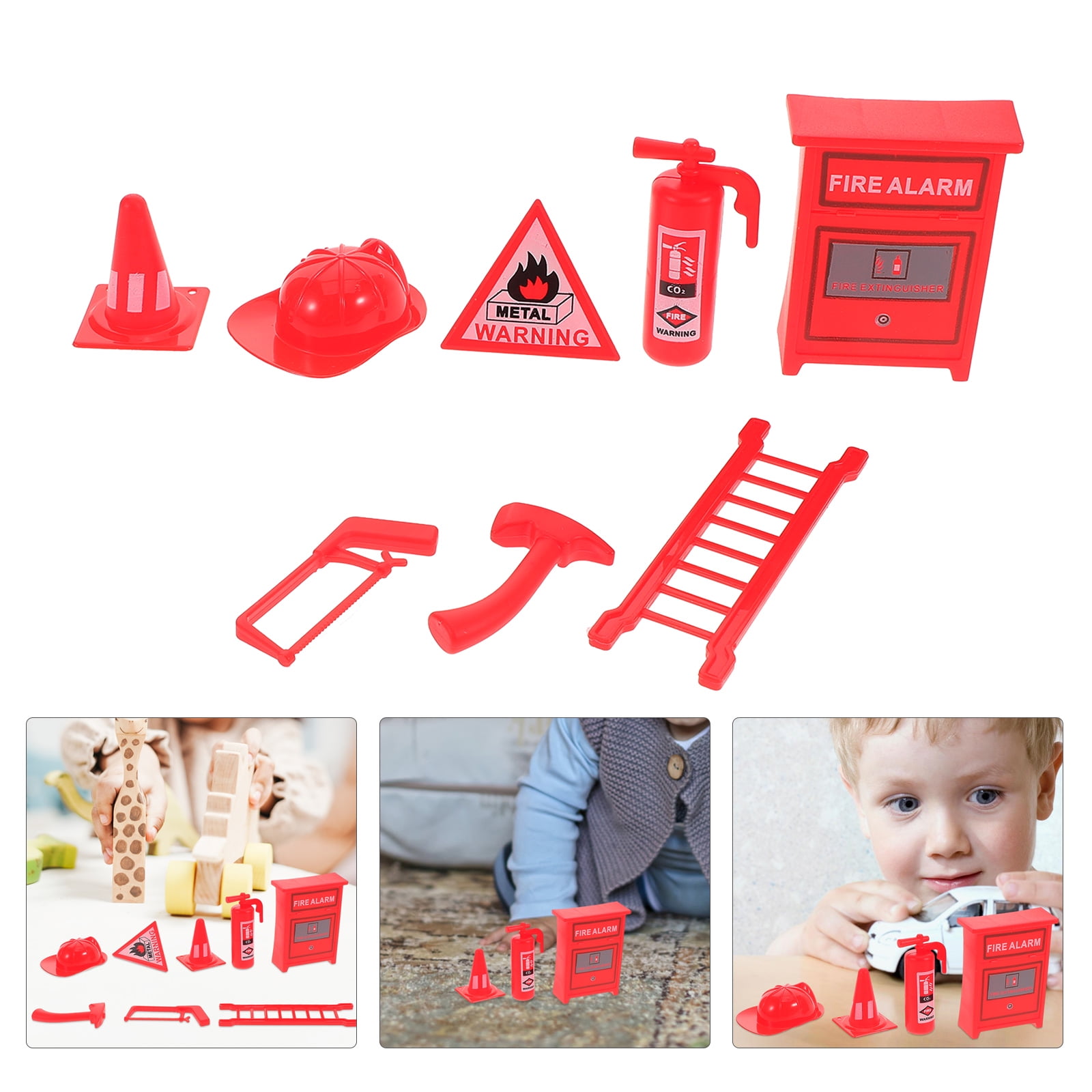 WHAMVOX 8pcs Mini Fire Firefighter Playset Miniature Fire Extinguisher ...