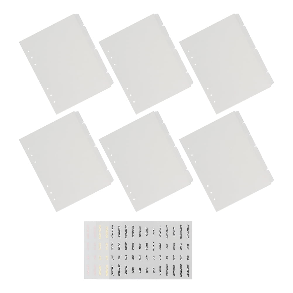 WHAMVOX A5 Binder Divider And Sticker Set Transparent Index Tab 6 Rings ...