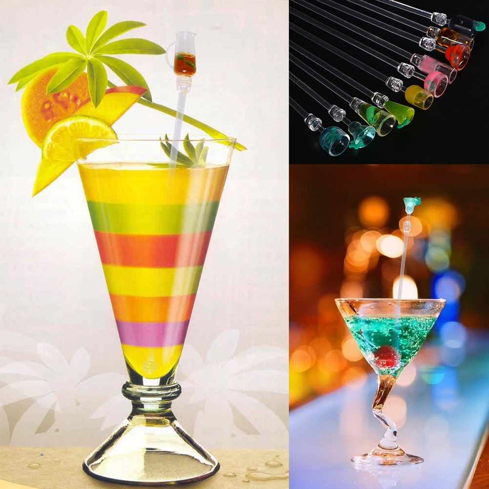WHAMVOX Acrylic Cocktail Sticks for Stirring Use Assorted Color Sturdy ...