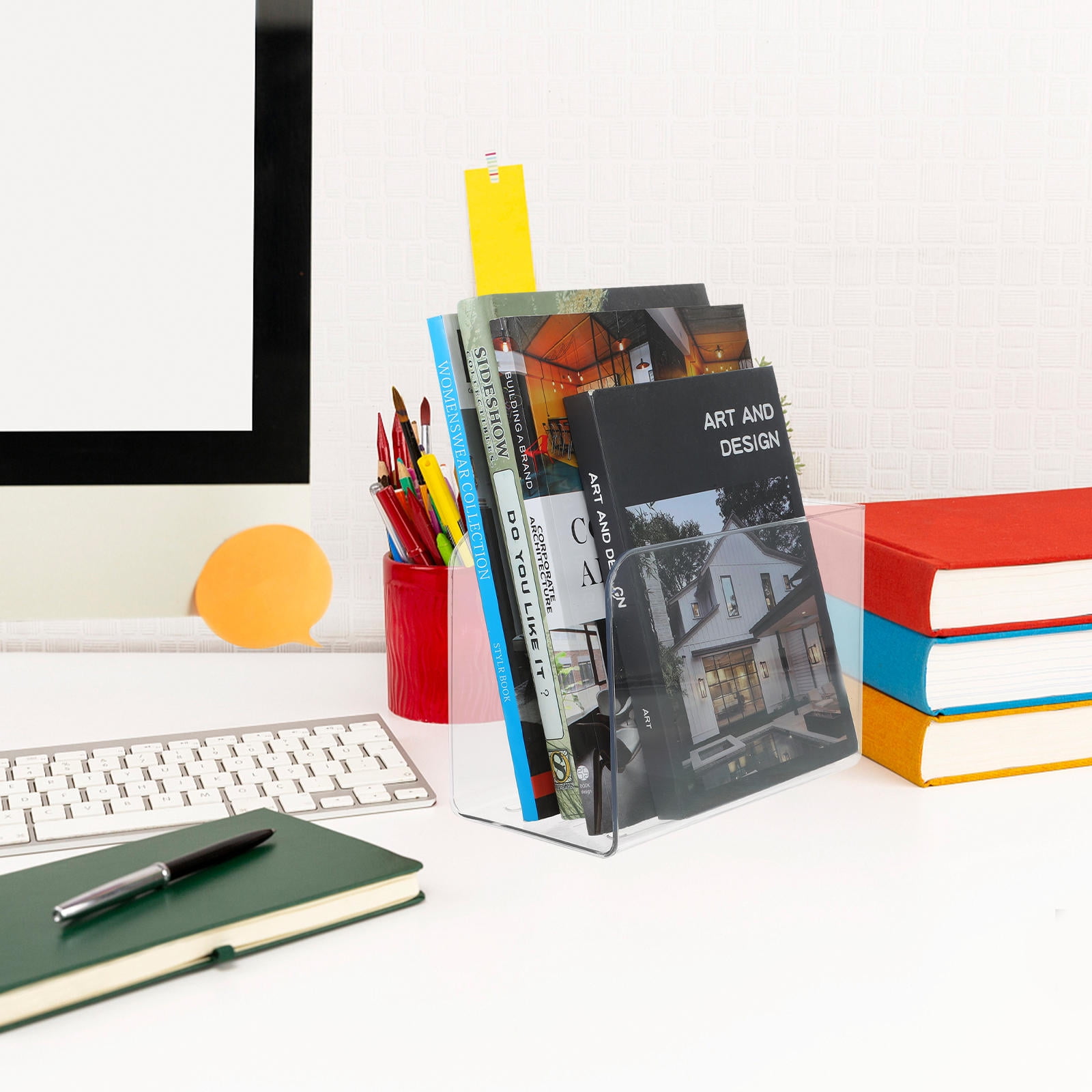 WHAMVOX Acrylic Magazine File Organizer Transparent Bookends for ...