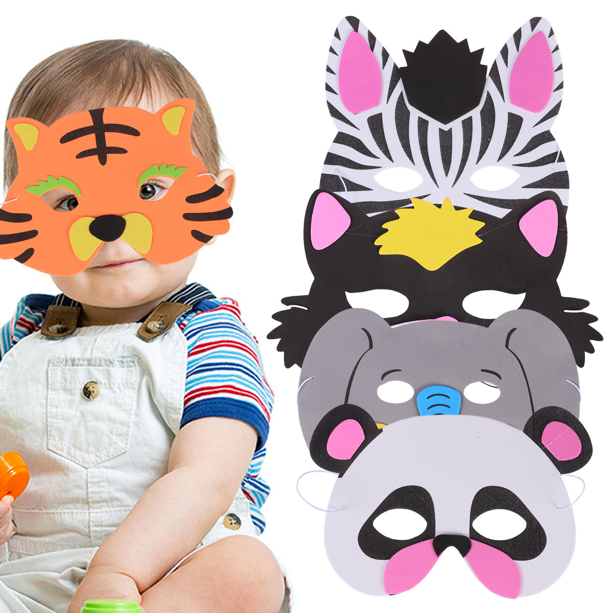 WHAMVOX Animal Face Masks for Kids Party Favor Assorted Color EVA ...