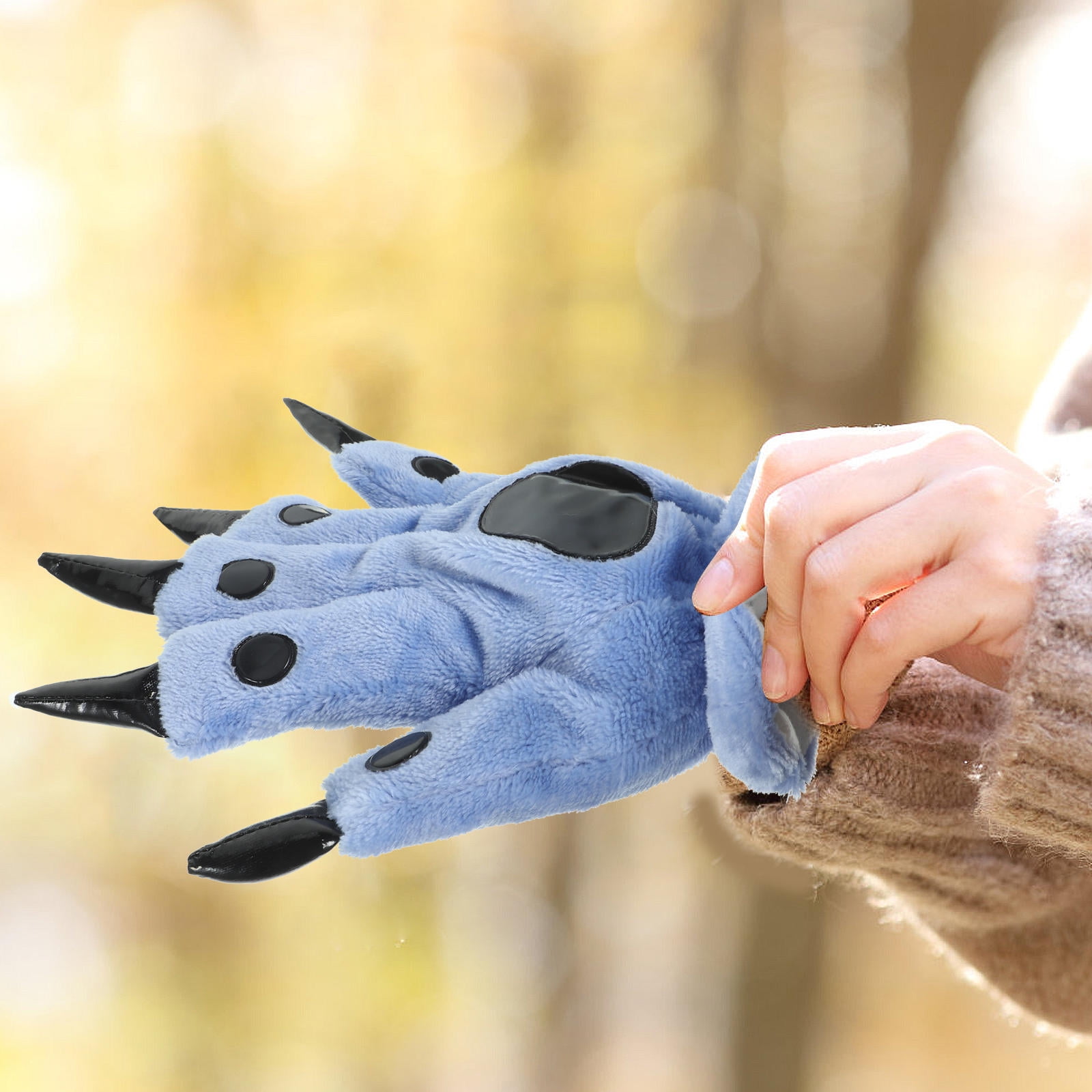 WHAMVOX Animal Paw Warm Gloves Winter Cosplay Dinosaur Mittens Plush ...