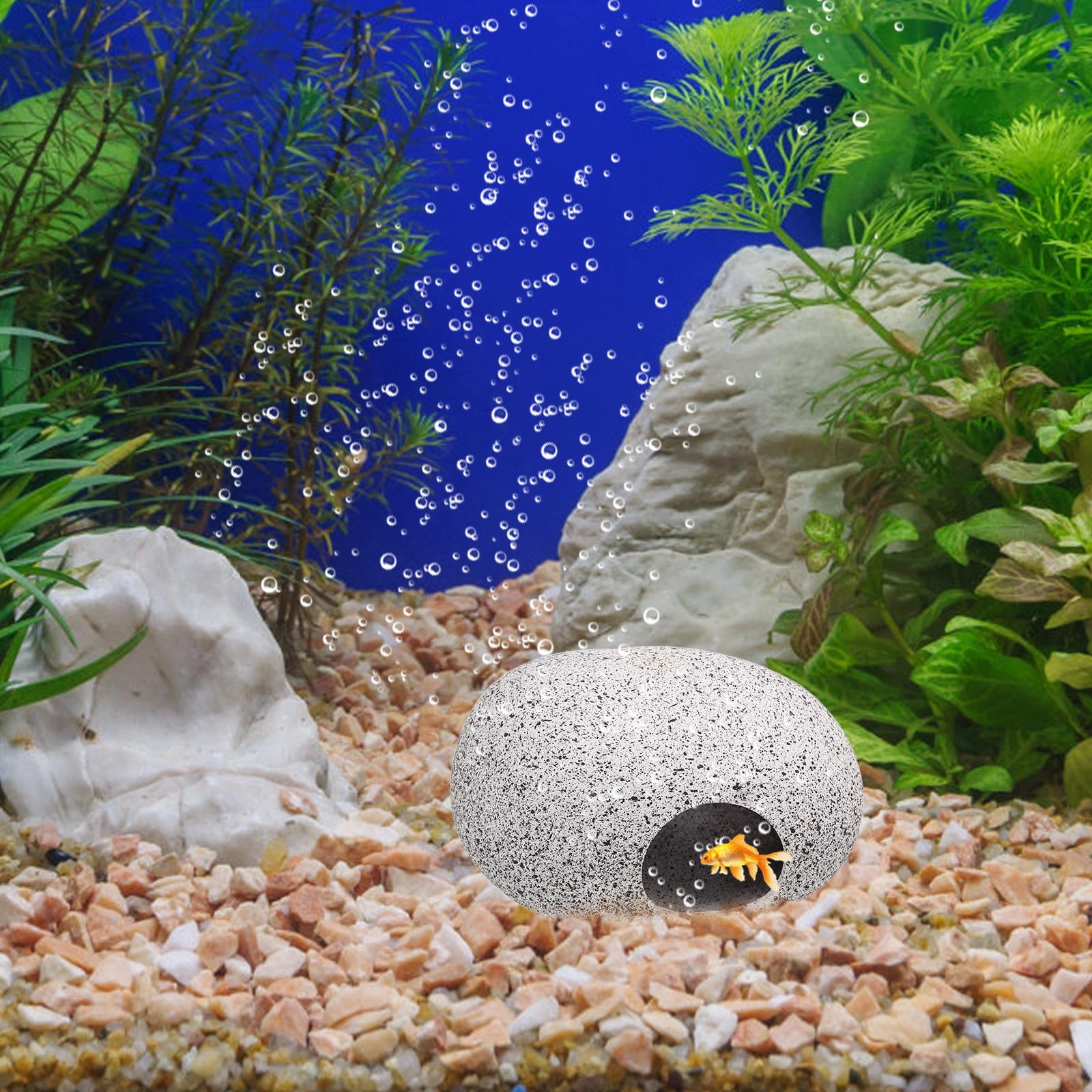 WHAMVOX Aquarium Shrimp Shelter House Betta Fish Decoration Light Grey ...