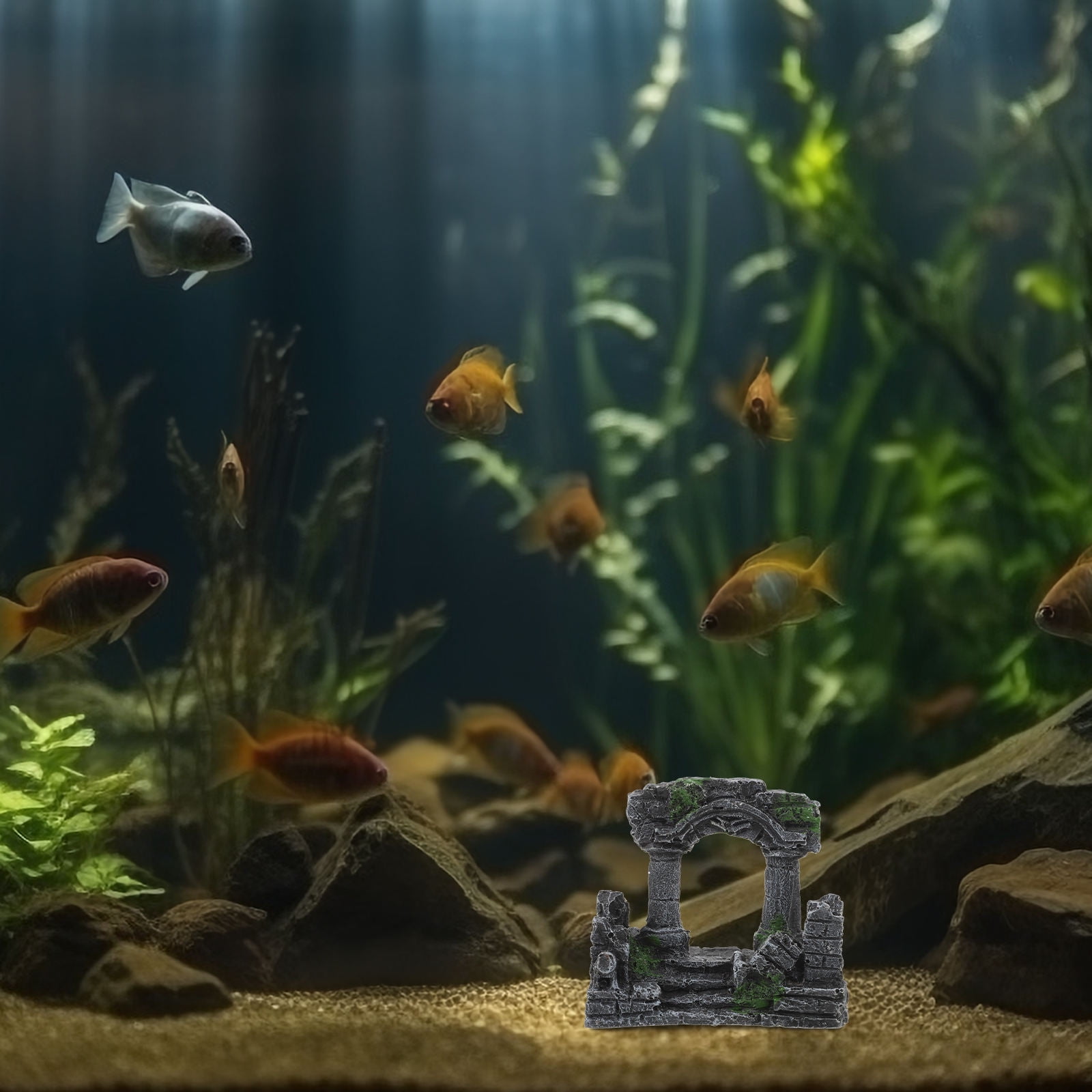 WHAMVOX Artificial Roman Column Ruins Castle Two-Columns Aquarium ...