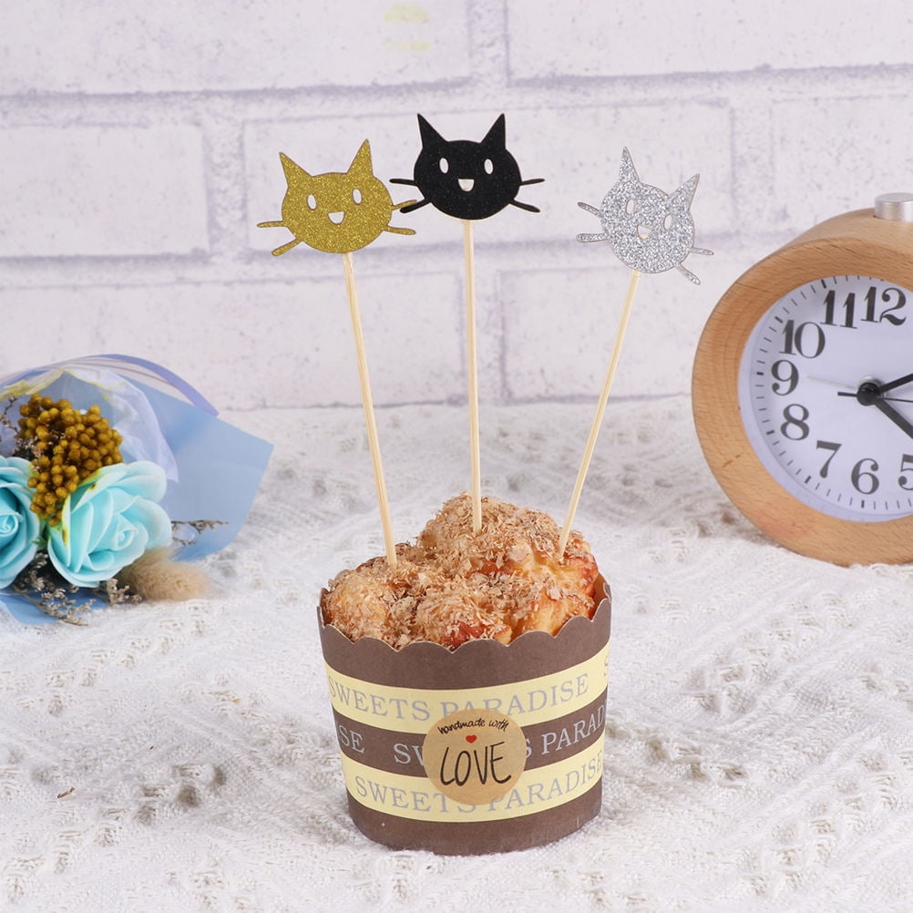 WHAMVOX Assorted Color Cat Cake Toppers for Decoration Creative Paper ...