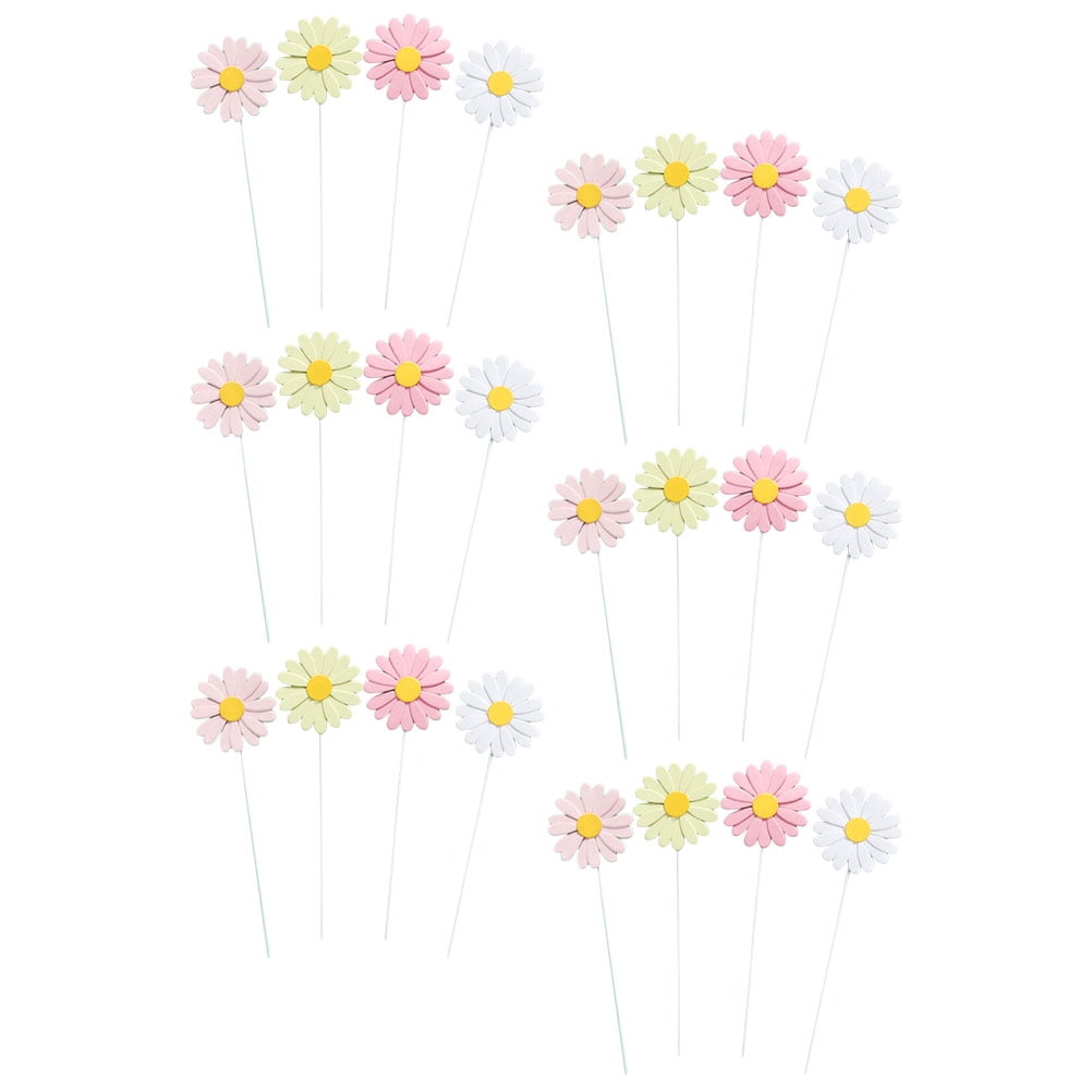 WHAMVOX Assorted Color Daisy Cupcake Toppers for Decoration with Flower ...