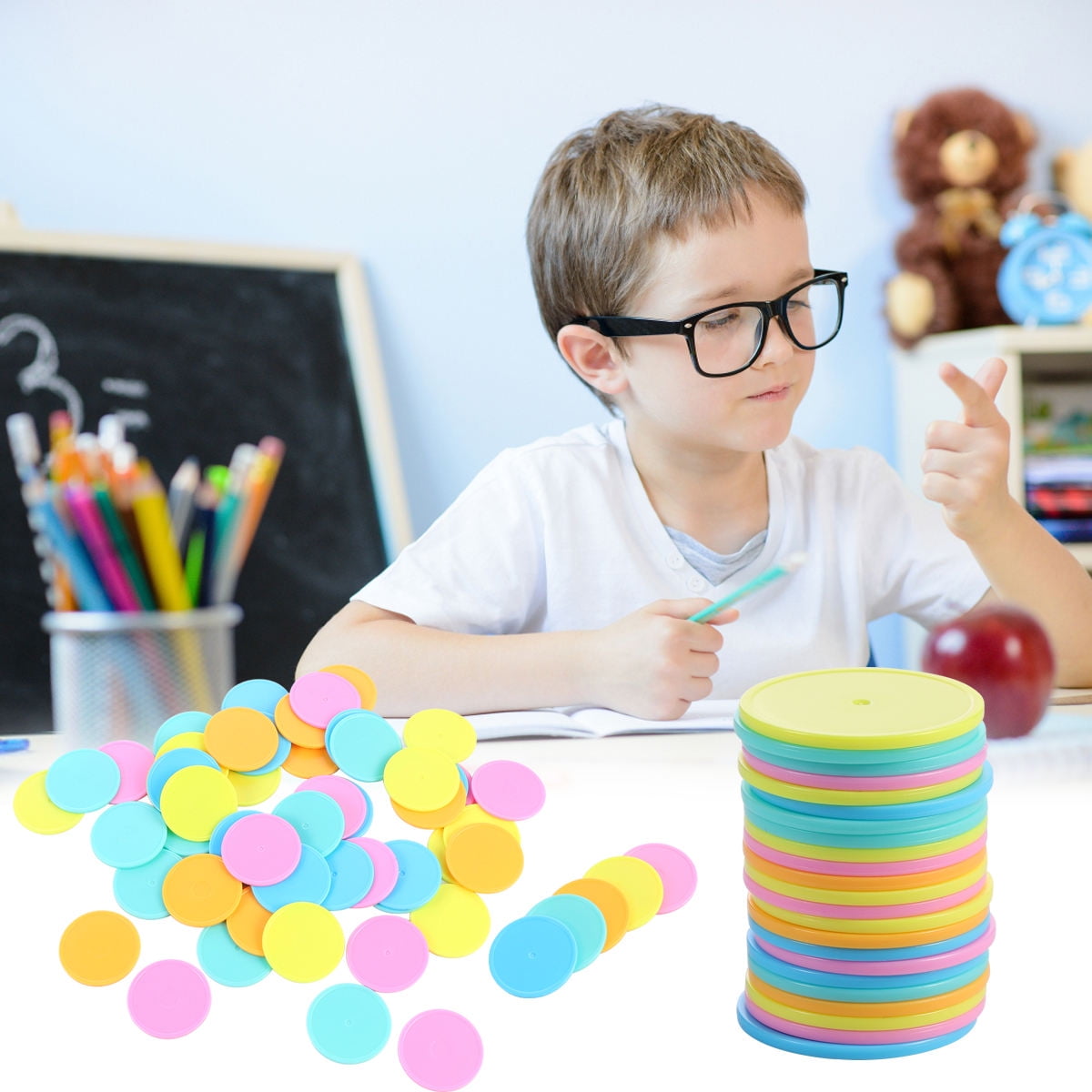 WHAMVOX Assorted Color Polystyrene Counters Disks for Teaching Math ...