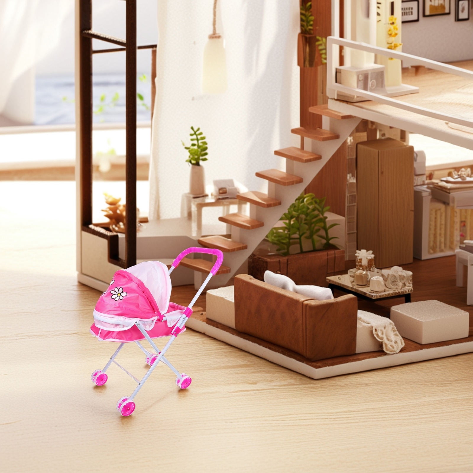 WHAMVOX Baby Doll Stroller Pram Realistic Toy Baby Stroller for Dolls ...