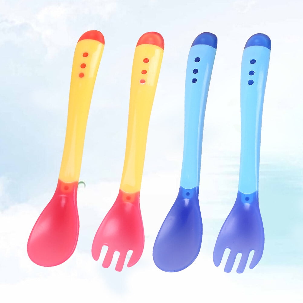 WHAMVOX Baby Feeding Fork and Spoon Set Made of Safe PP+TPE Material ...