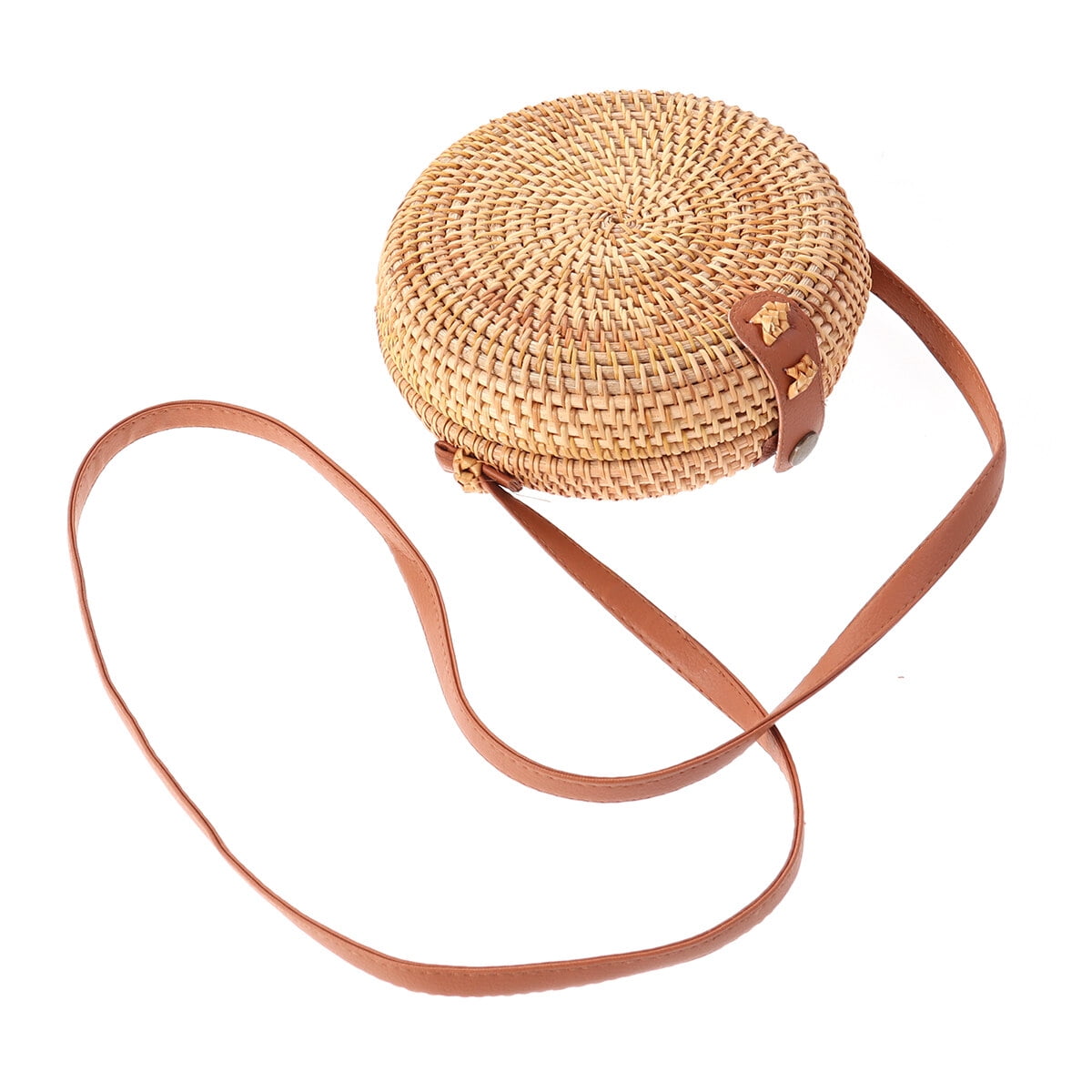 WHAMVOX Backpack Round Rattan Straw Bag Casual Hand-woven Crafts Rattan ...