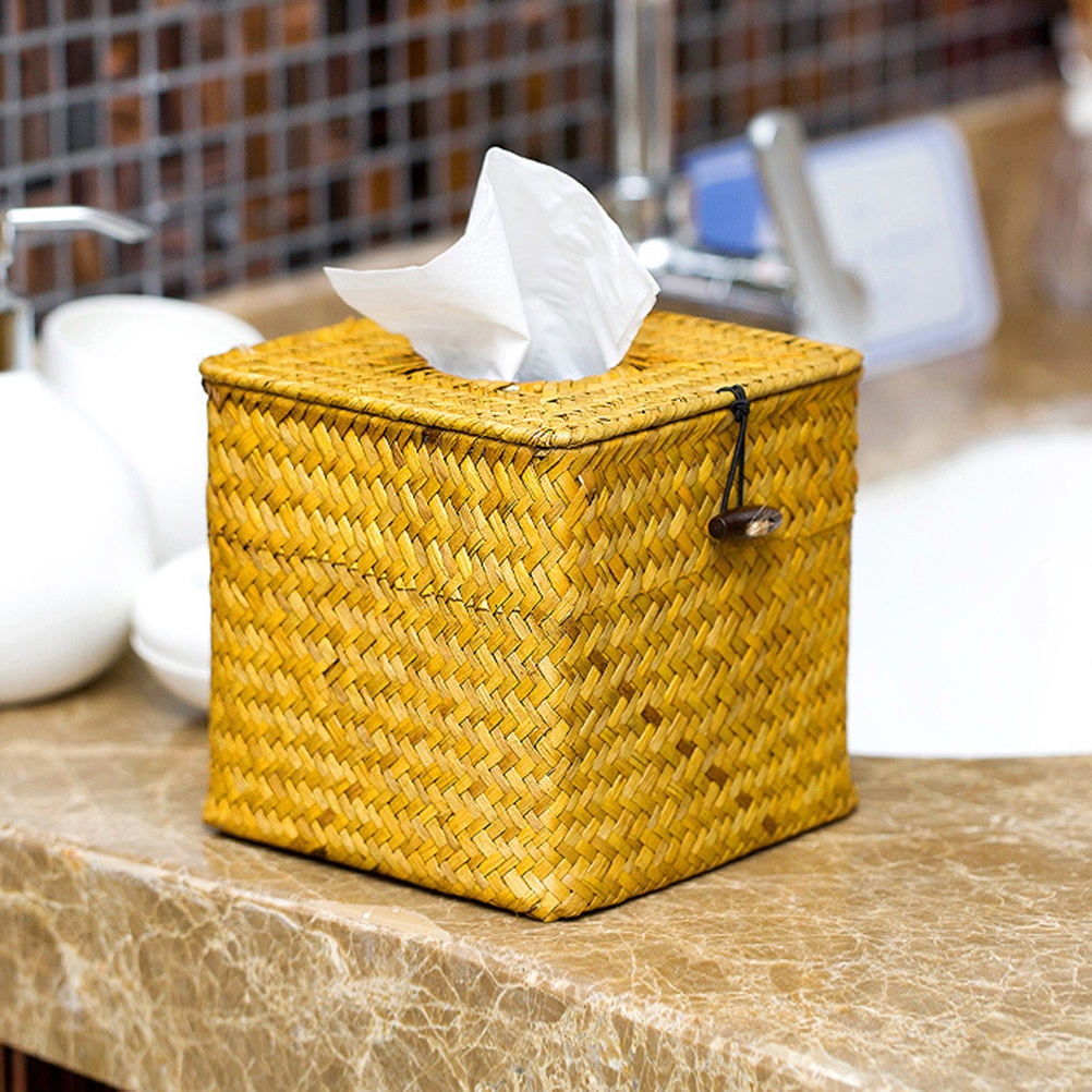 WHAMVOX Bamboo Tissue Box Holder for Home Use Khaki Color Simple ...