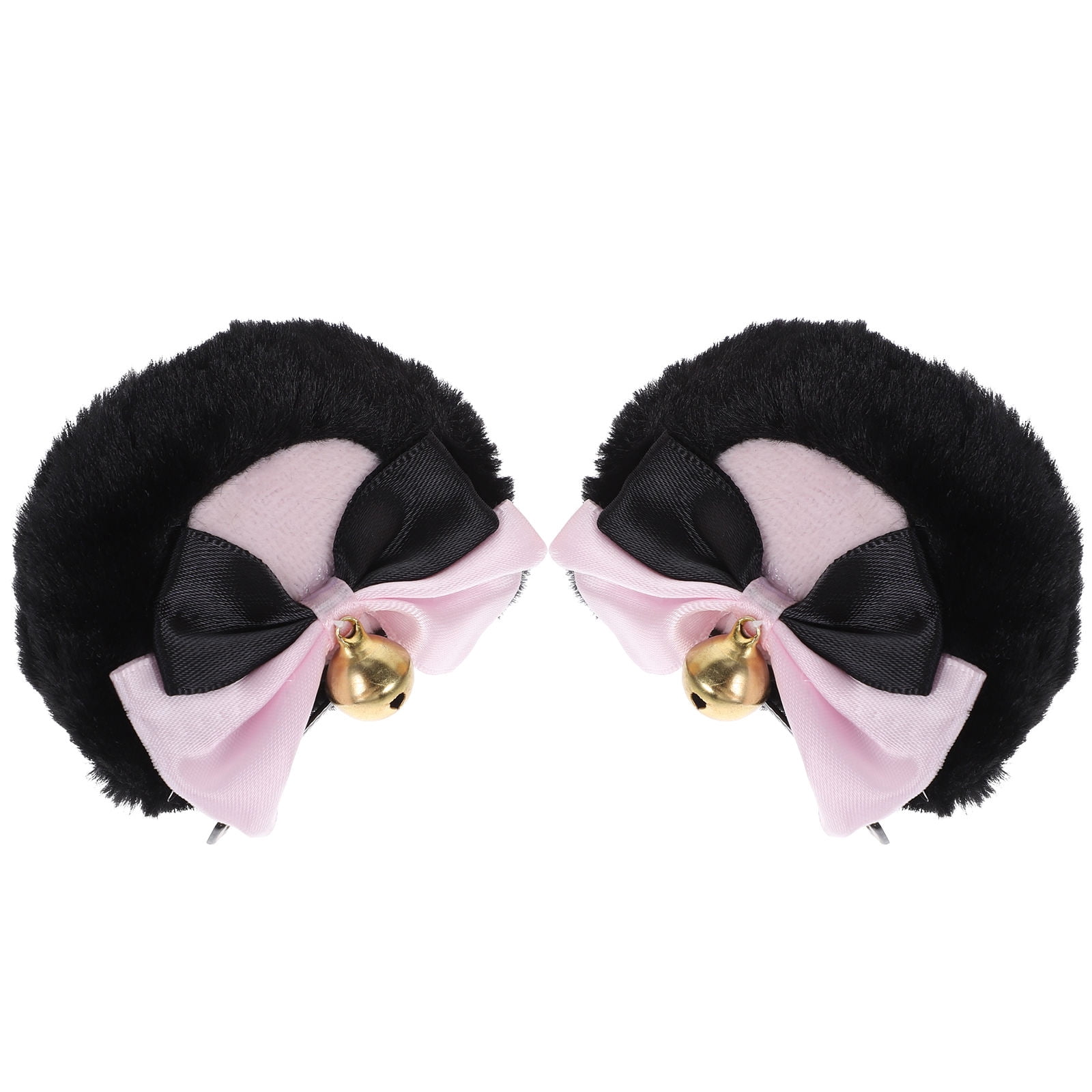 WHAMVOX Bear Ears Hair Clips 1 Pair Flannel Polyester Iron for Adults ...
