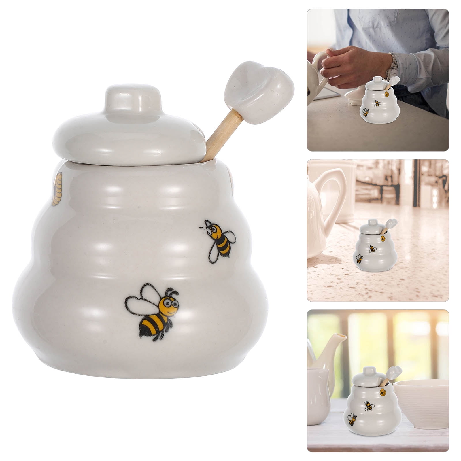 WHAMVOX Bee Ceramic Honey Jar Honey Bee Pot For Wedding Favor Ceramic ...