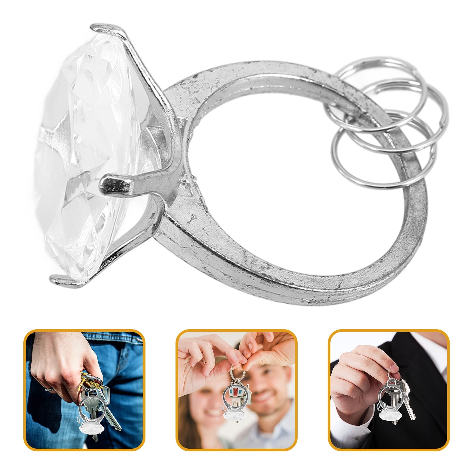 WHAMVOX Big Diamond Ring Keychain Keyring Holders Wedding Gift Bridal ...