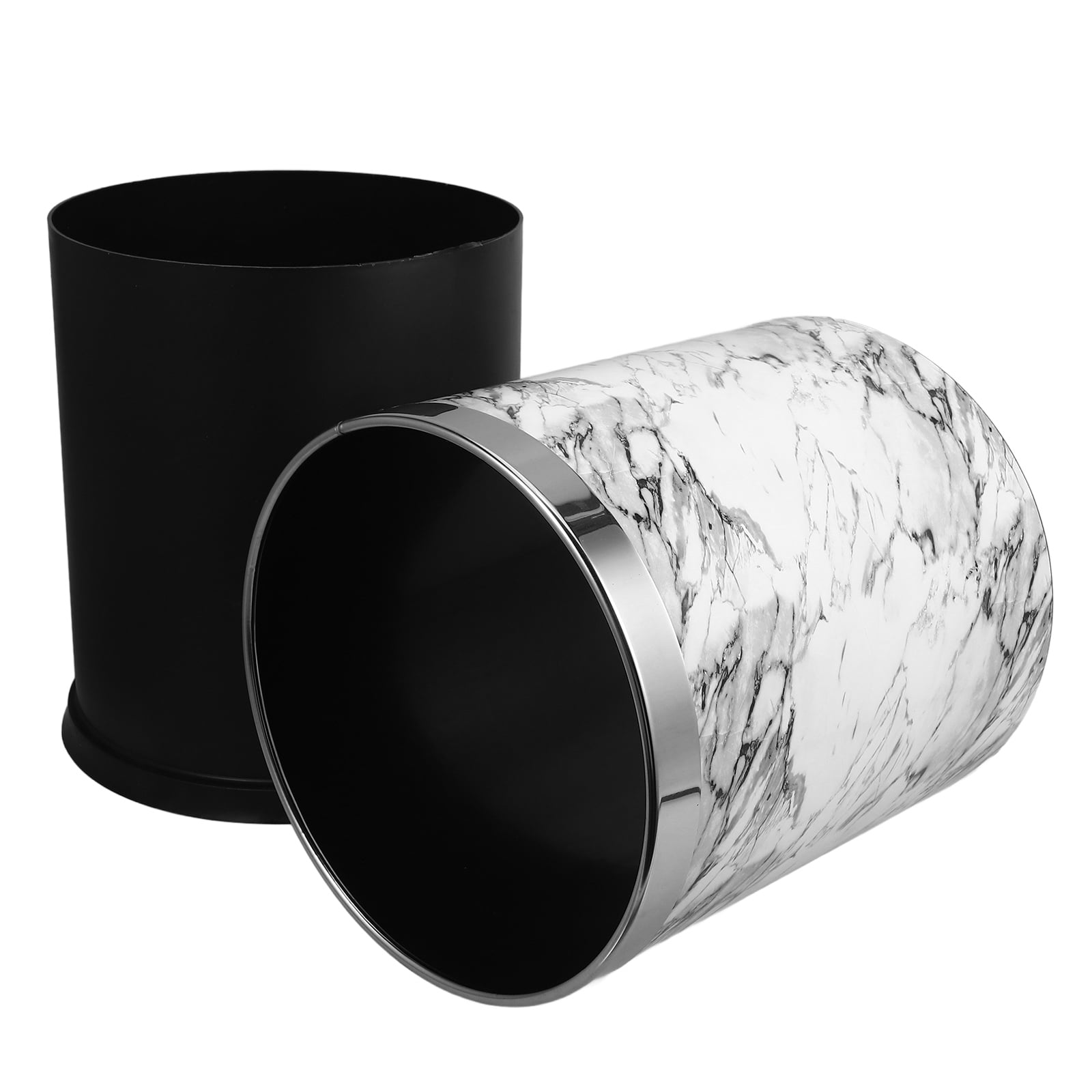 WHAMVOX Big Garbage Can Marbling Wastebasket Trash Office White ...