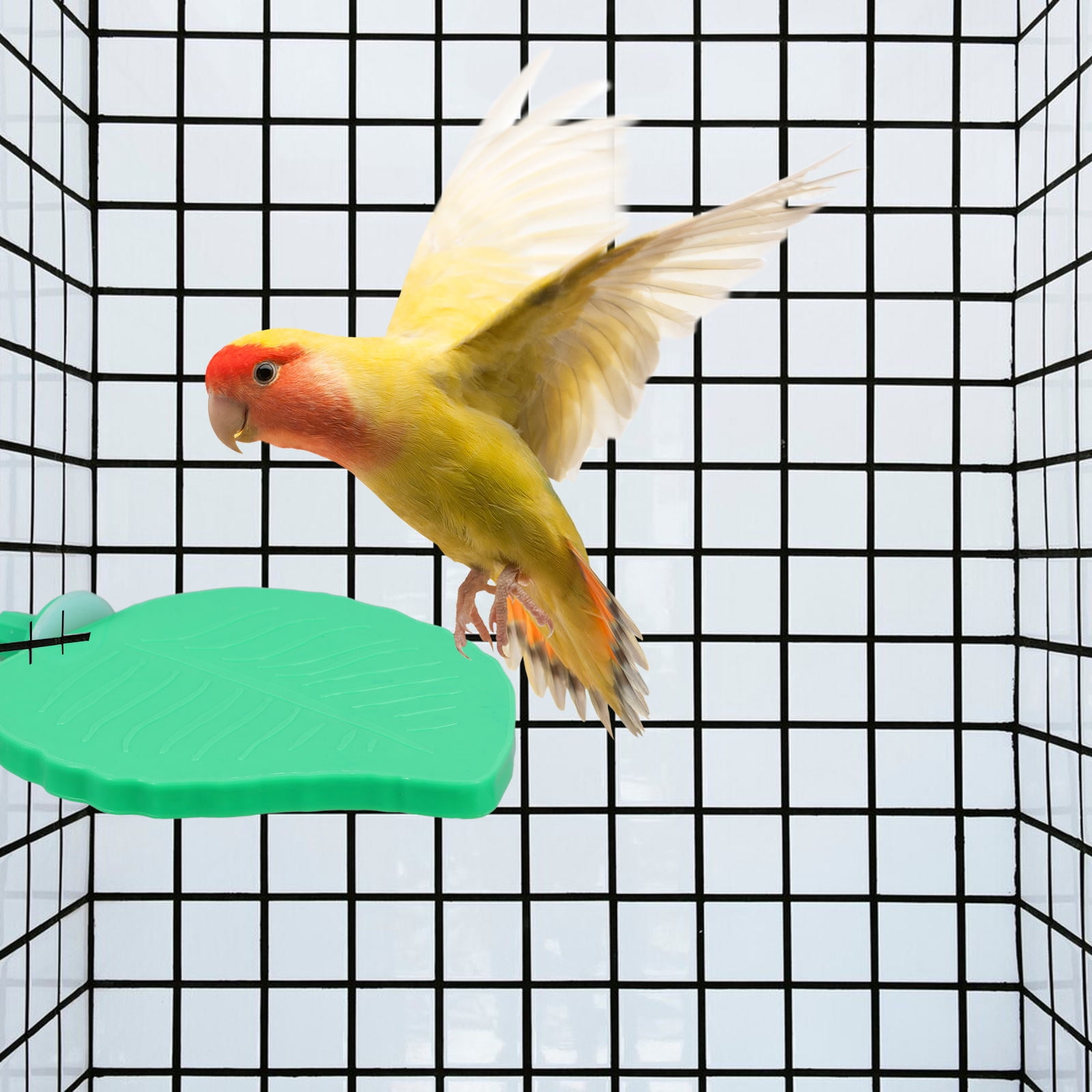 WHAMVOX Bird Cage Perches Parrot Platform Leaves Birdcage Light Green ...