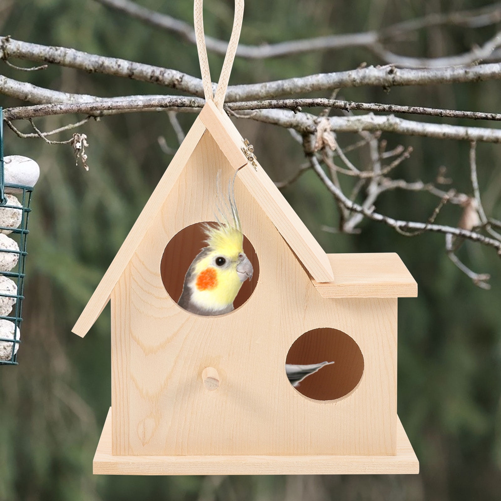 WHAMVOX Bird Nest Breeding Box Pet Wood Parakeet Budgie Cockatiel ...