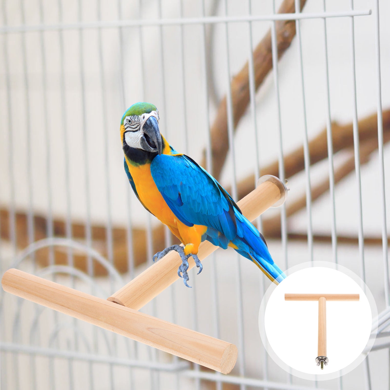 WHAMVOX Bird Parrot Perch Stand Platform Natural Wood Parrot Playground ...