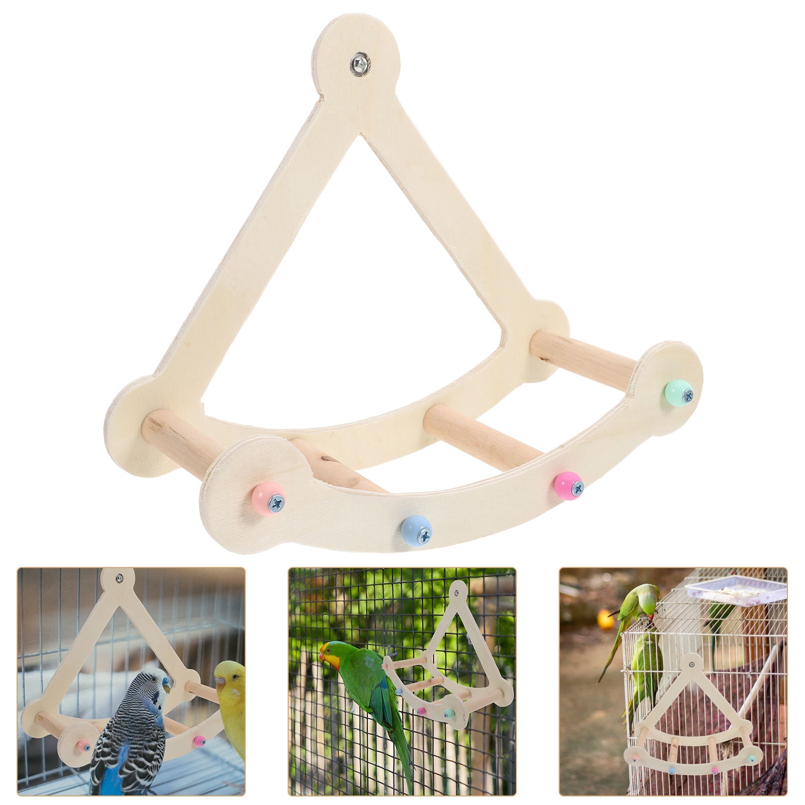 WHAMVOX Bird Perches Platform Swing with Climbing Ladder Cage ...