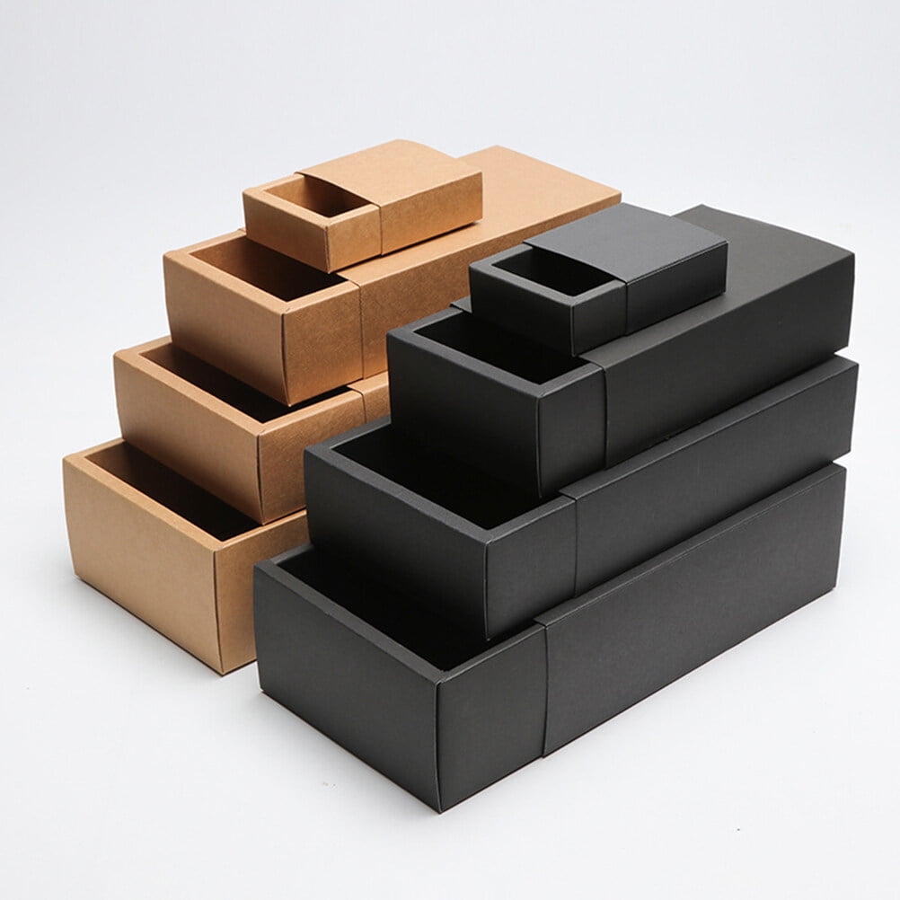WHAMVOX Black Kraft Paper Gift Boxes with Drawer Design for Storage Use ...