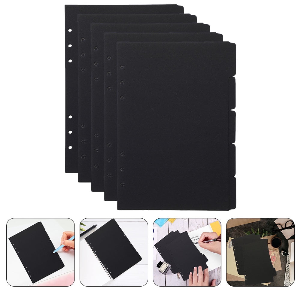 WHAMVOX Black Paper Binder Dividers with Sticky Tabs for Office Use A5 ...