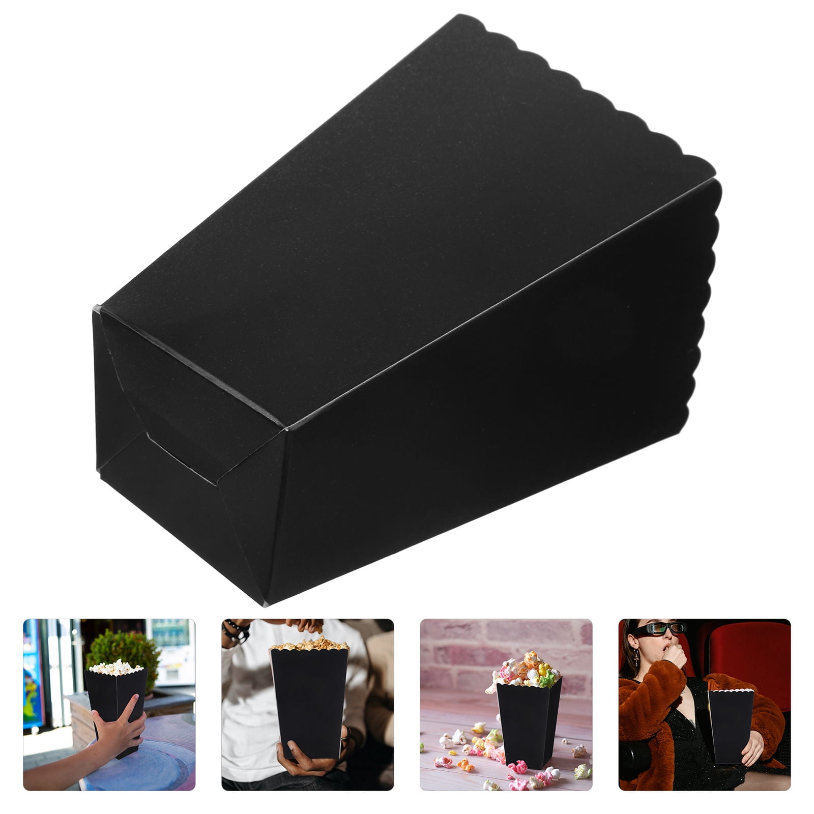 WHAMVOX Black Paper Popcorn Boxes for Packaging Lightweight and ...