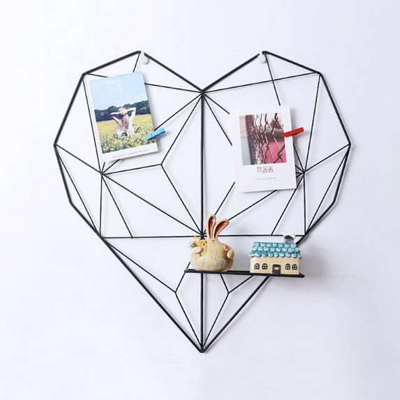 WHAMVOX Black Steel Heart Shape Wall Picture Shelf for Photo Decoration ...