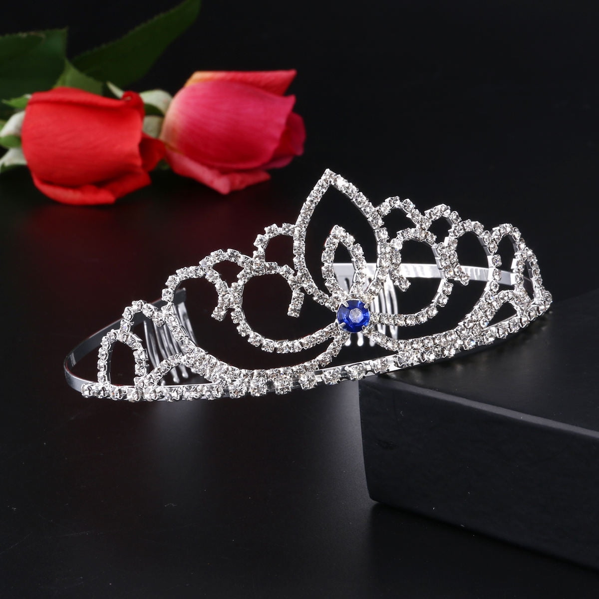 WHAMVOX Blue Crystal Rhinestone tiara Crown for Wedding Decoration ...