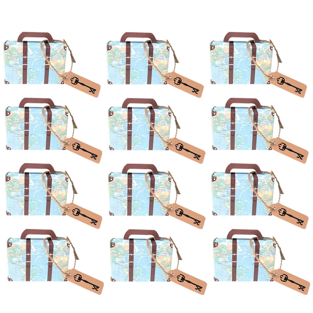 WHAMVOX Blue Kraft Paper Gift Boxes with Lovely Map Pattern for Storage ...
