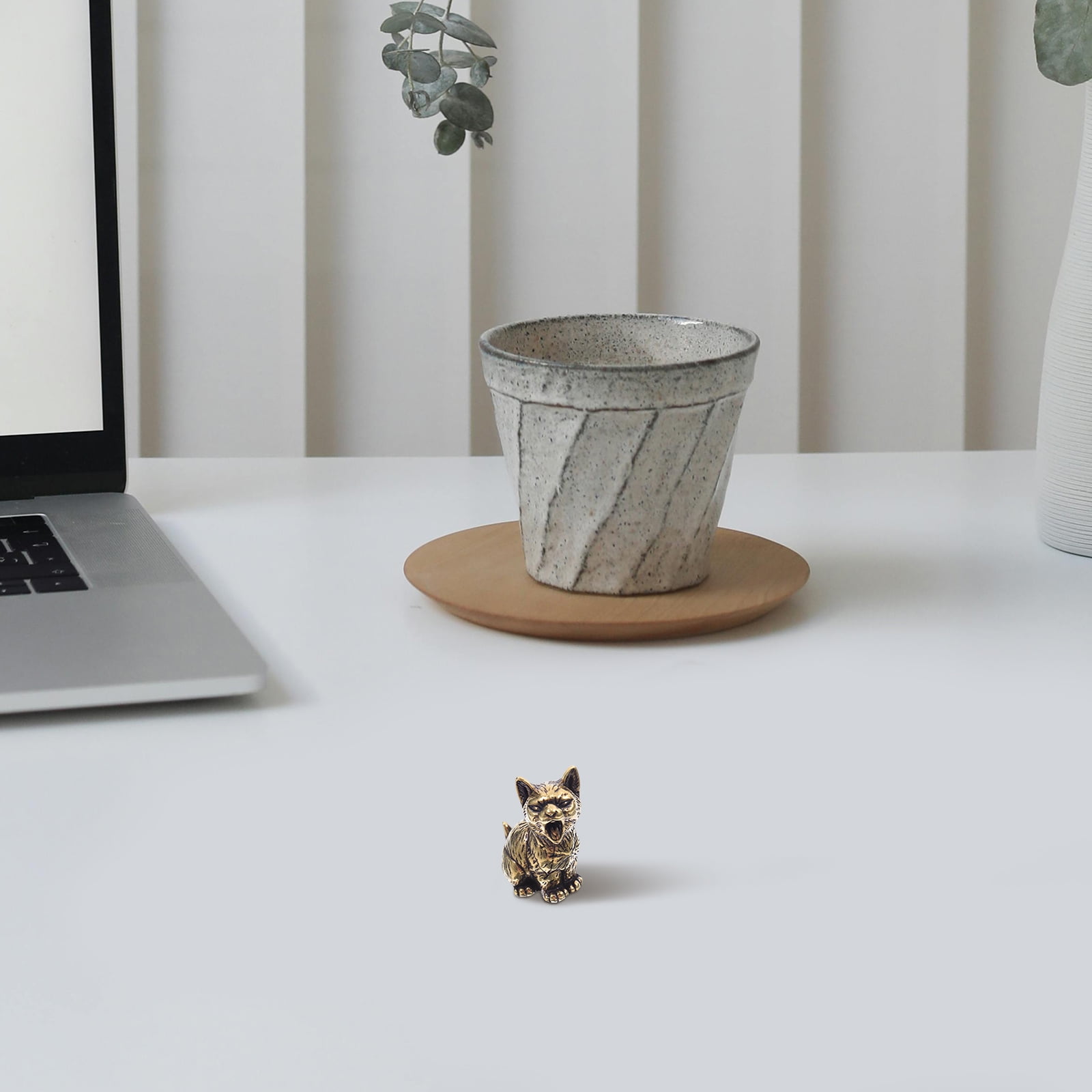 WHAMVOX Brass Mini Cat Figurine Hanging Decor Lifelike Cat Statue ...