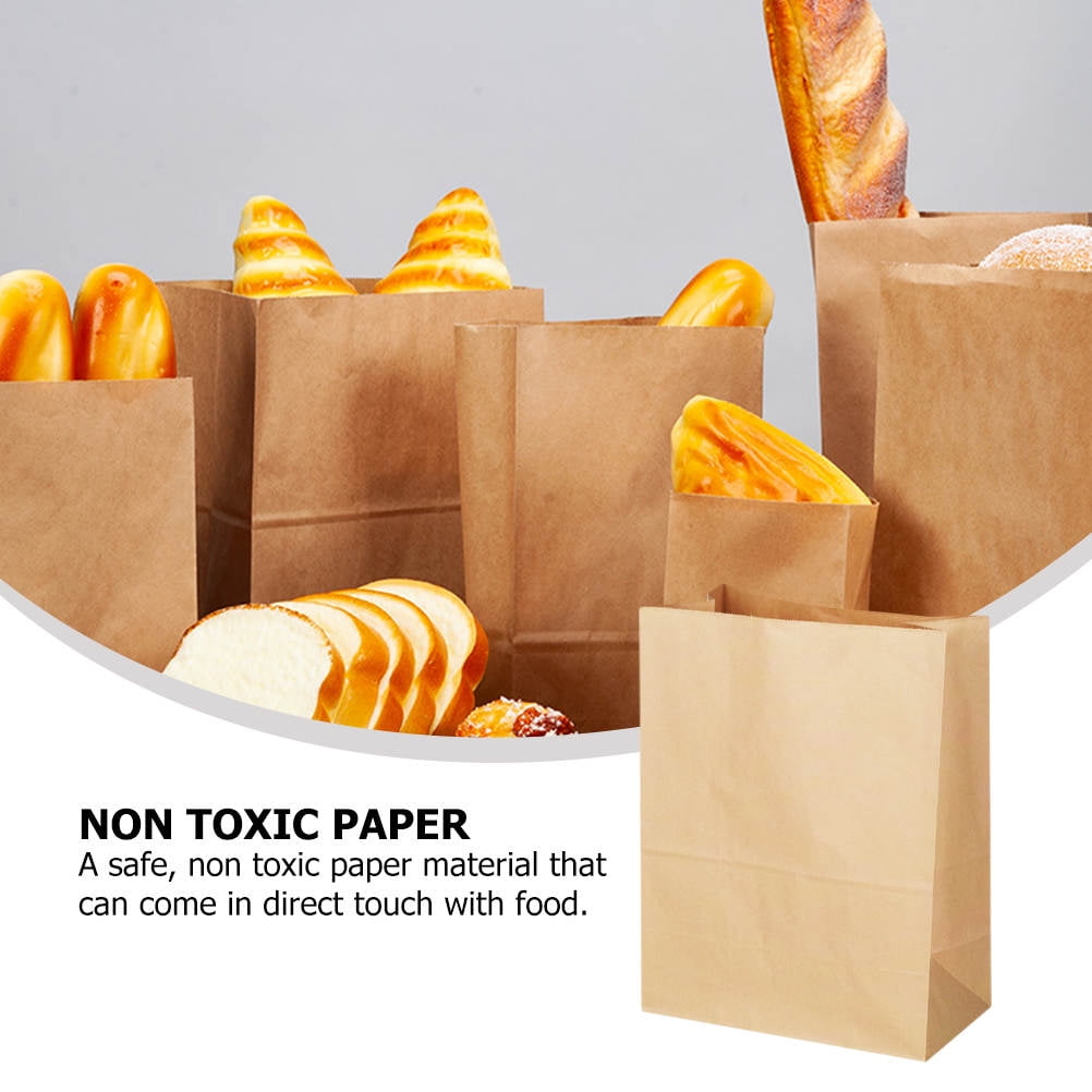WHAMVOX Bread Paper Bags Kraft Paper Bag Bread Wrapping Bags 21.5x12cm ...