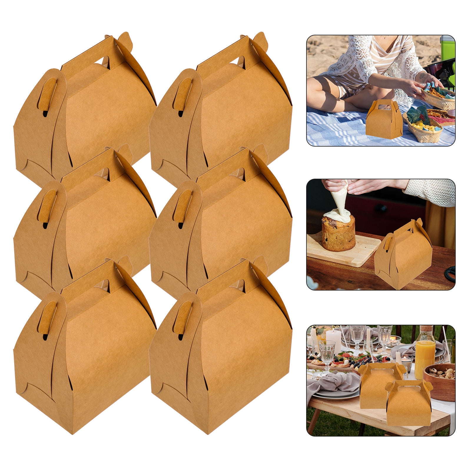 WHAMVOX Brown Kraft Paper Favor Boxes for Storage Use Safe Lightweight ...