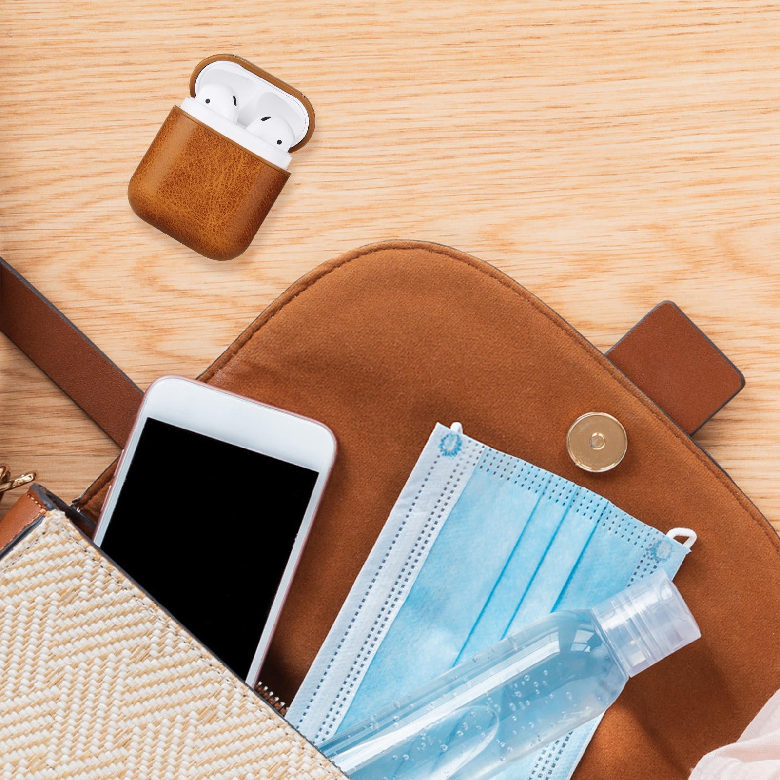 WHAMVOX Brown PU Leather Earphone Protector with Precise Cut Out and PU ...