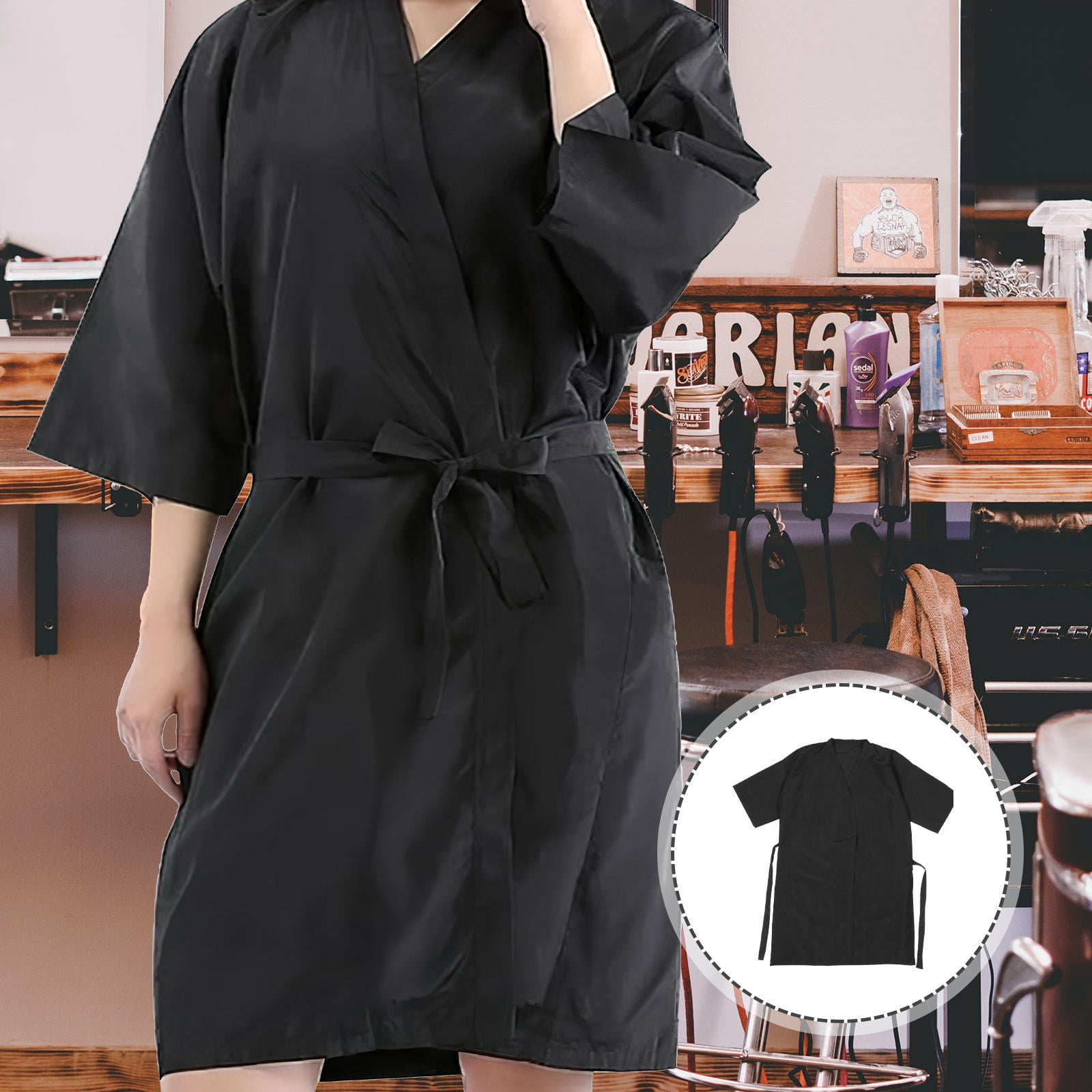 WHAMVOX Cape Barber Suit Kimono Style Salon Gown One Size Fits Most ...