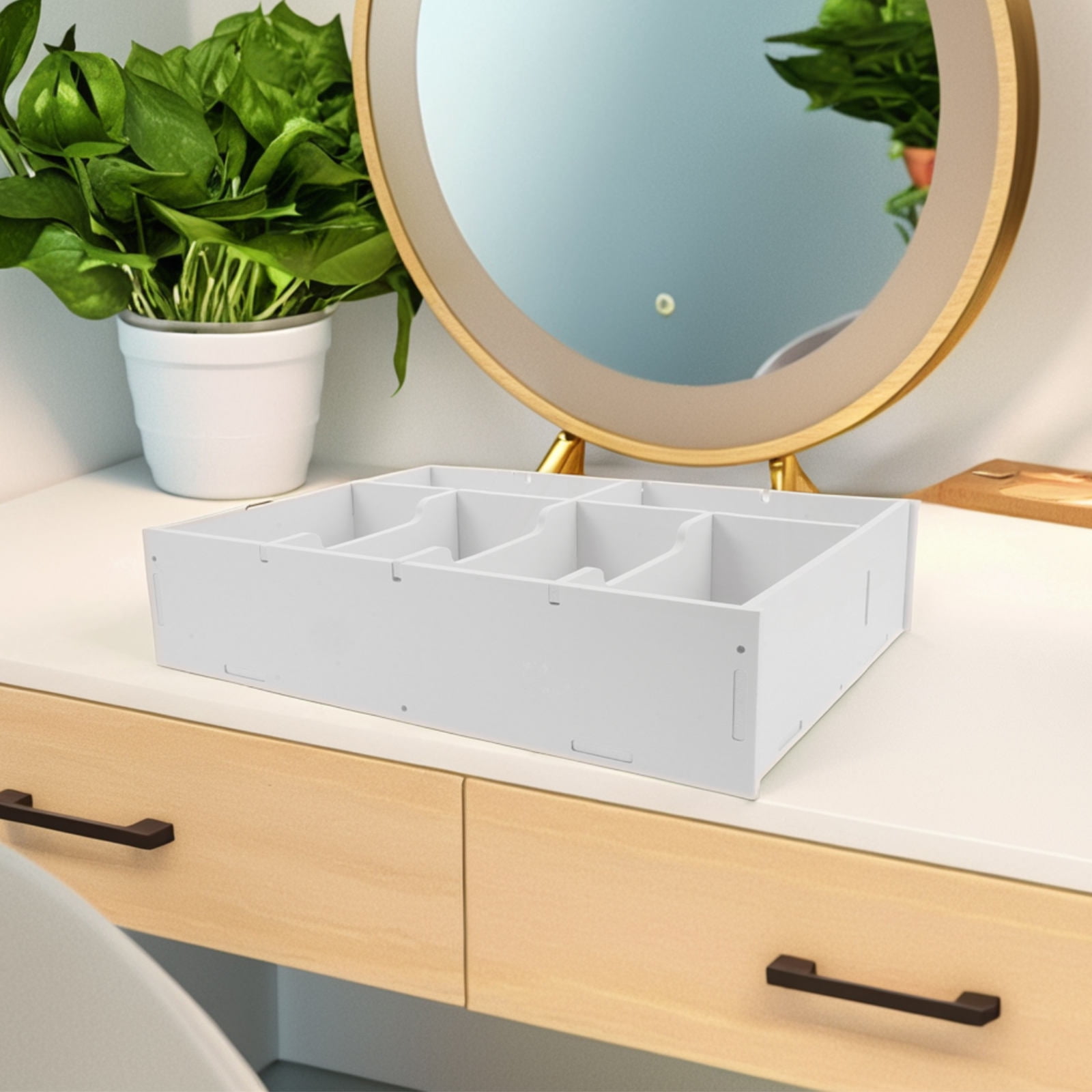 SEWCHICS Office Drawer Adults Receipt Organizer Box Beige PVC Wood ...