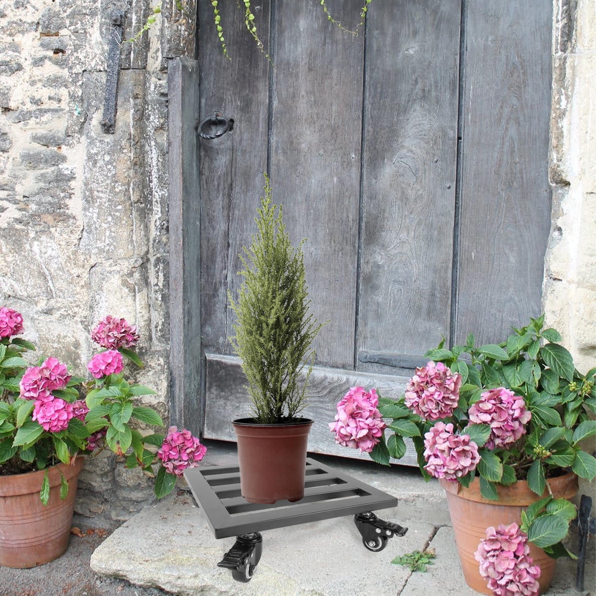 WHAMVOX Caster Wheels Flower Pot Tray Plant Stand for Heavy Pots ...